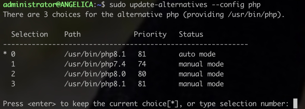 1.3 Kiểm tra phiên bản PHP